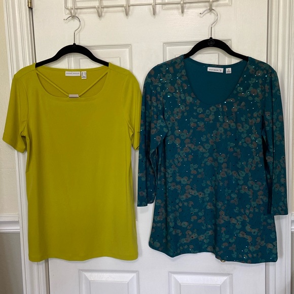 Susan Graver | Tops | 2 Susan Graver Liquid Knit Tops Martini Teal ...